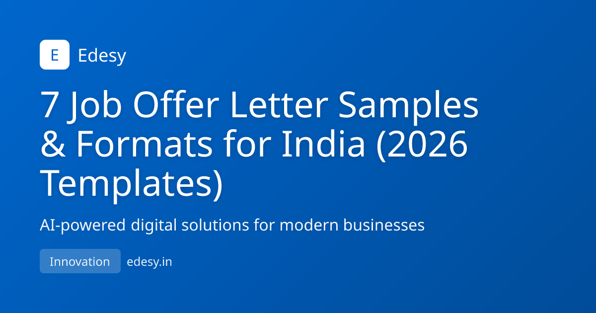 7 Job Offer Letter Samples & Formats for India (2026 Templates) | Edesy ...